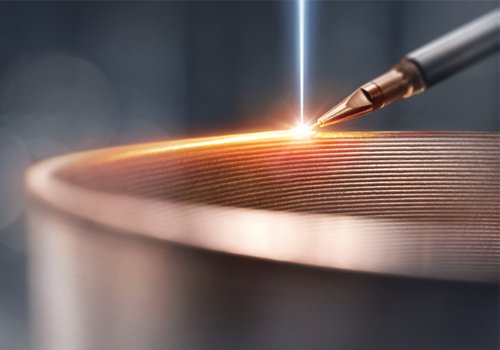 Deposition welding with electrons and wire